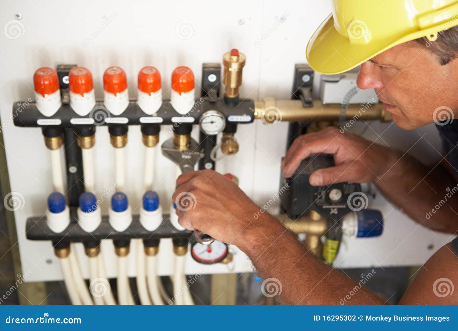 Plumber Working on Pipework Stock Photo - Image of aged, builder: 16295302