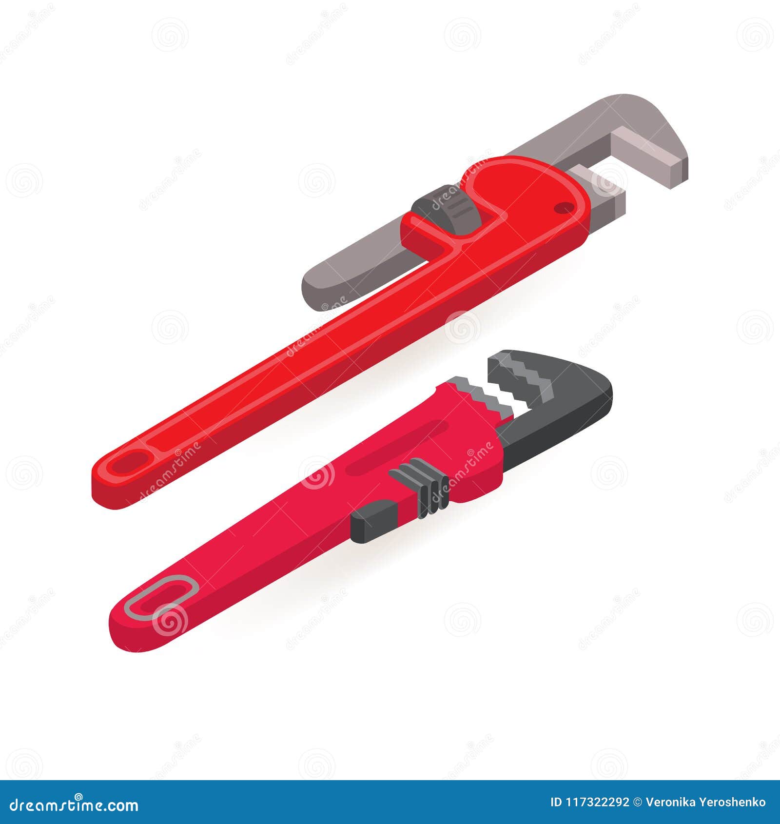 Plumber Wrench, Spanner. Isometric Construction Tools. Stock Vector ...