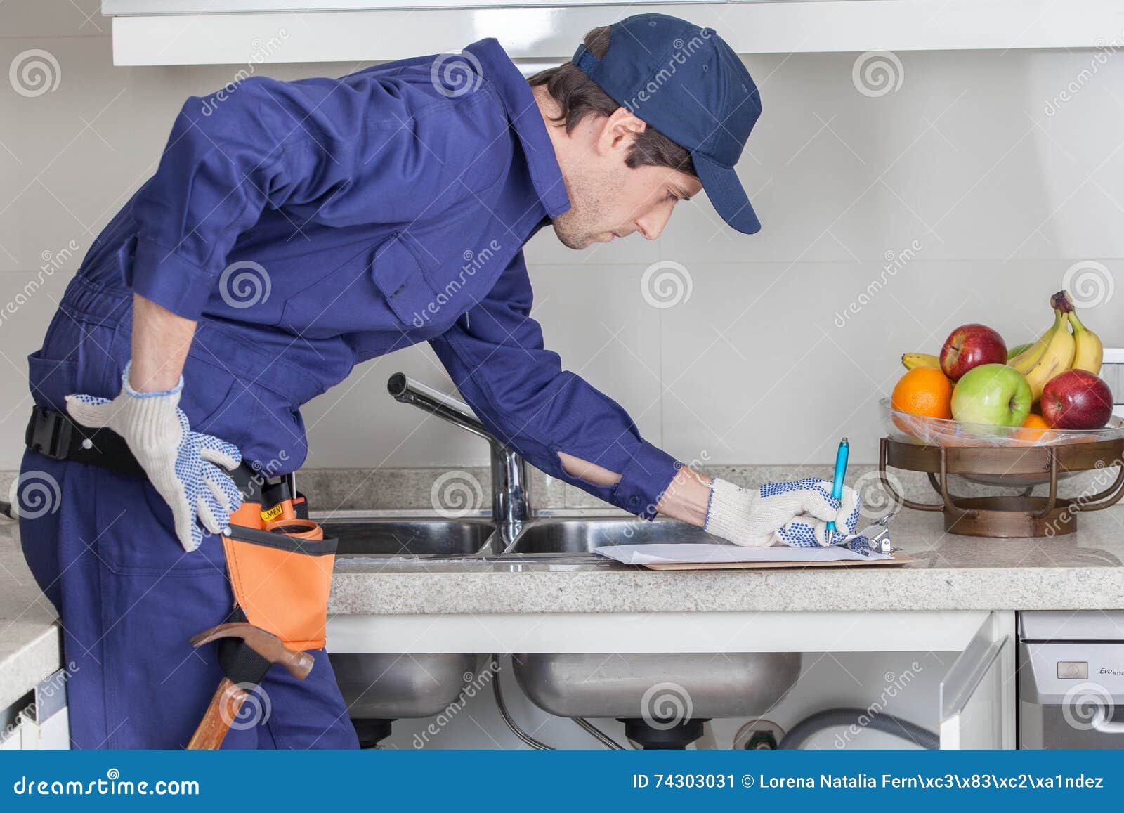 Plumber writing stock image. Image of profile, handyman - 74303031