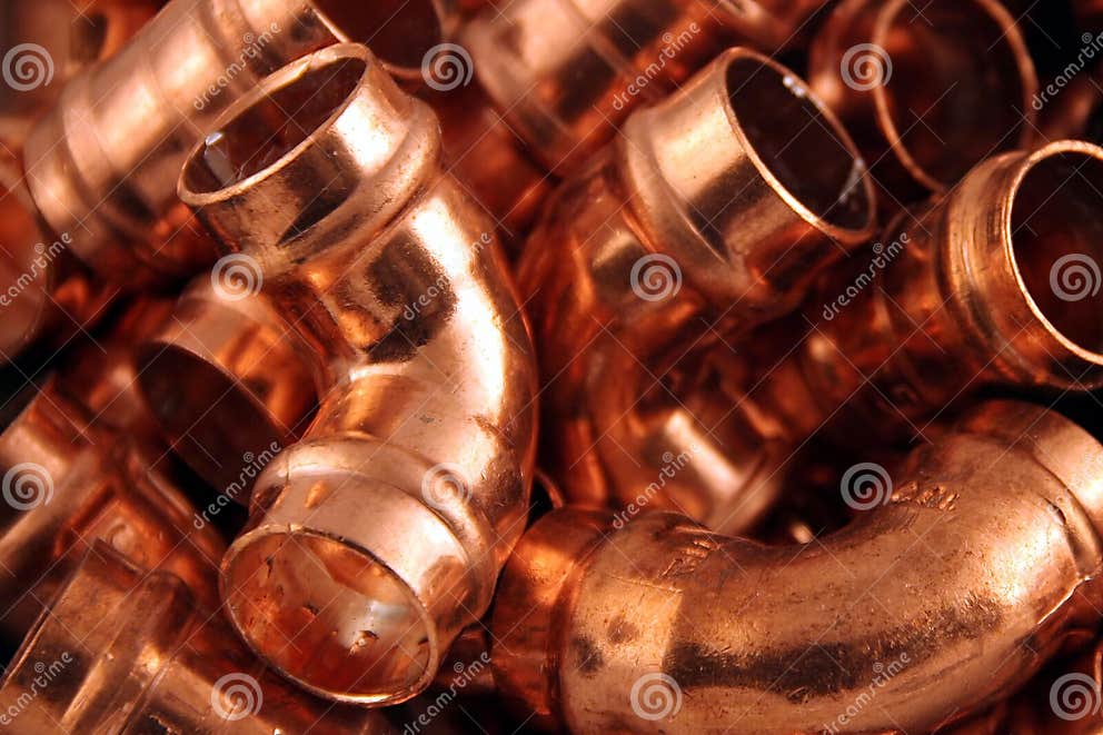 Plumbers copper fittings stock image. Image of engineer - 12100641