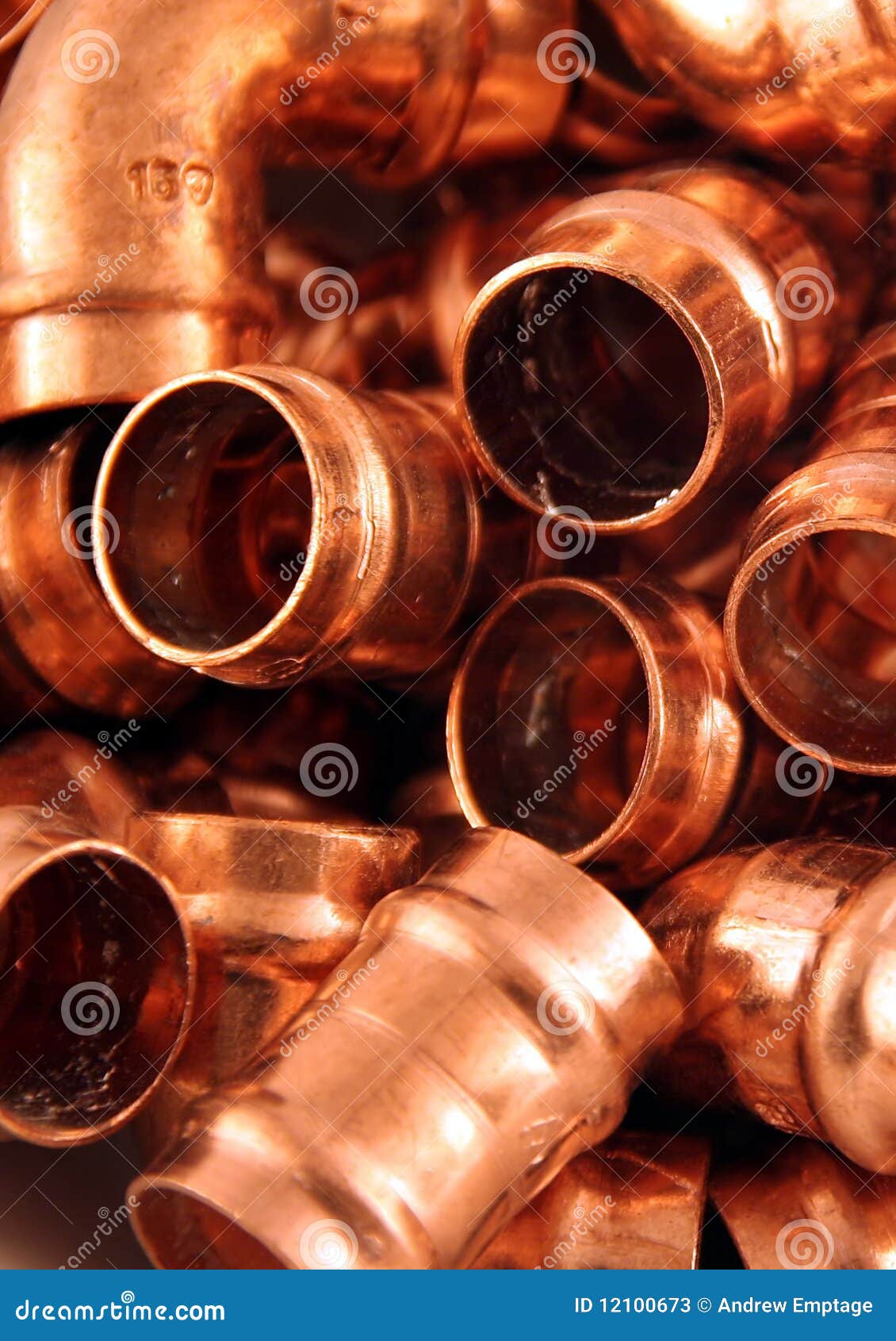 Plumbers copper fittings stock image. Image of system - 12100673