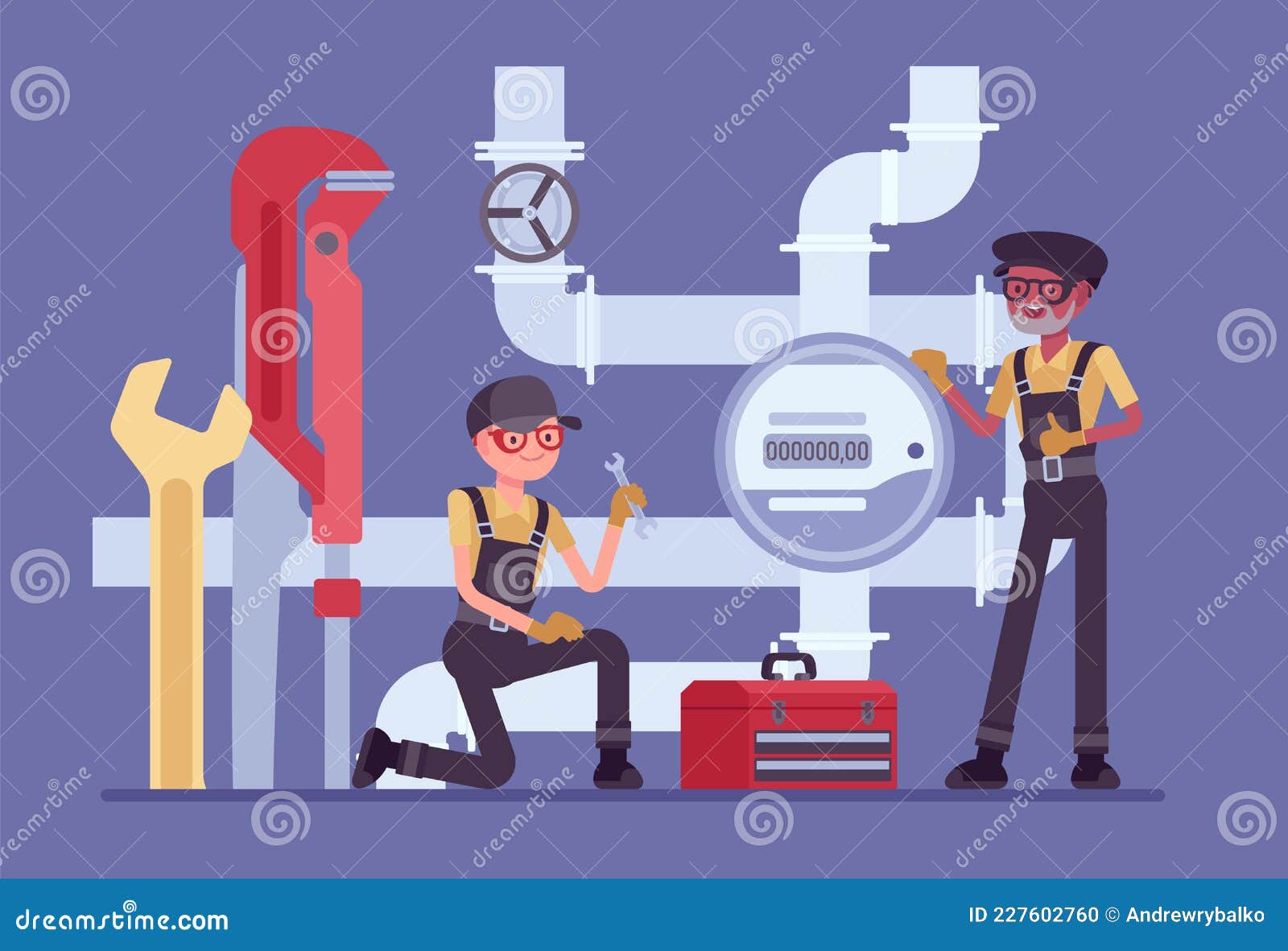 Plumbers, Inspector Of Plumbing Service, Water Counting Meter ...