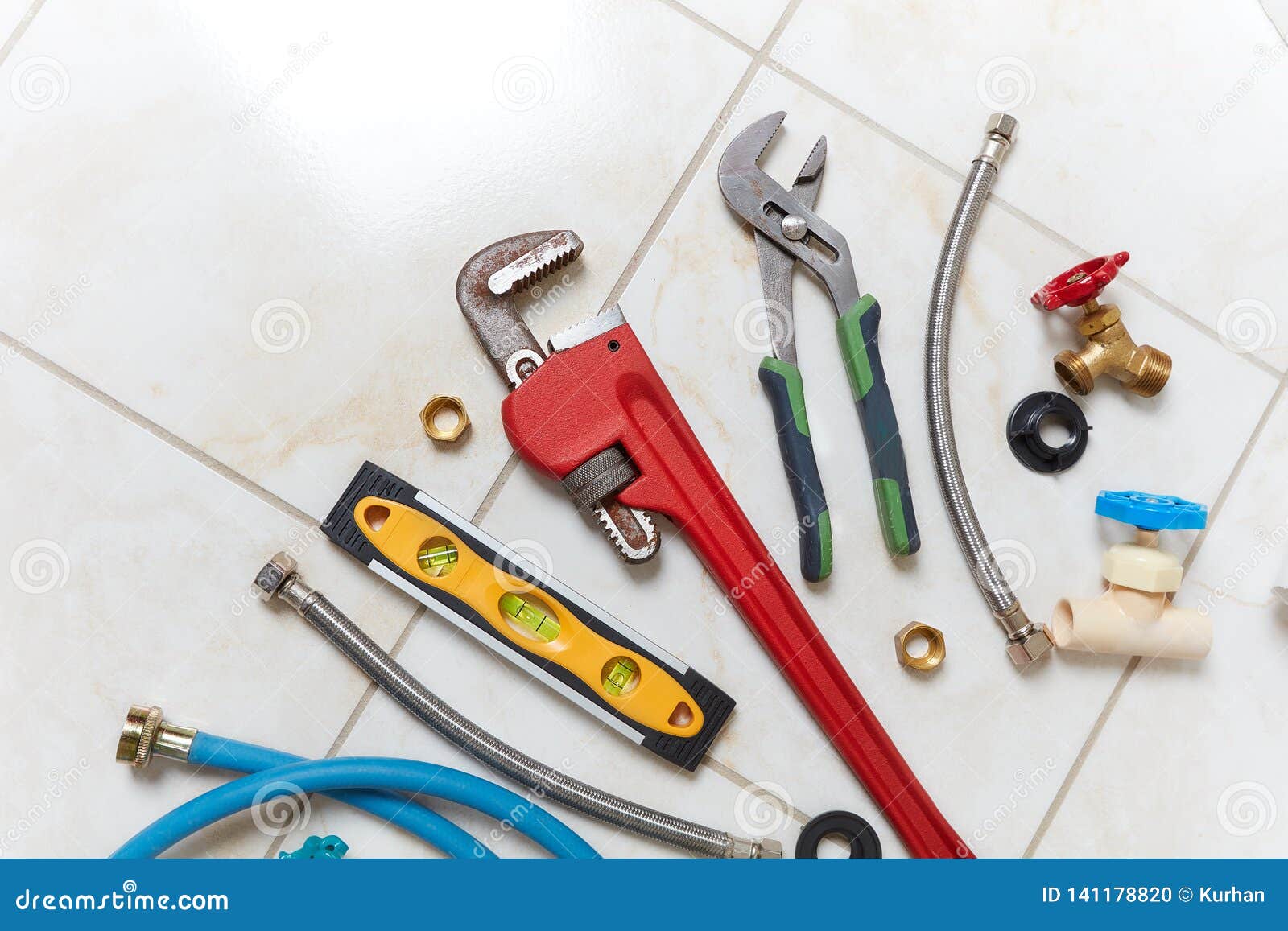 Plumbing Construction Tools. Stock Photo - Image of home, plumber ...