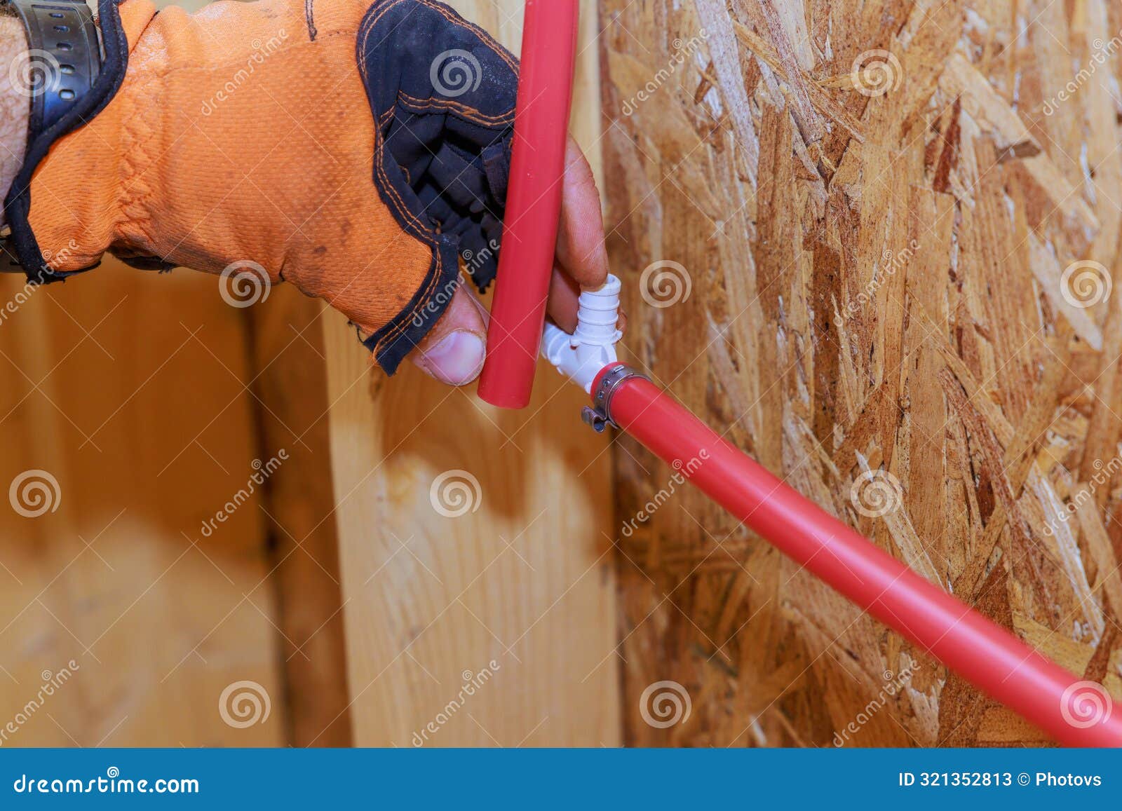 Plumbing Contractor Assembles Installation Connects PVC Plastic Water ...