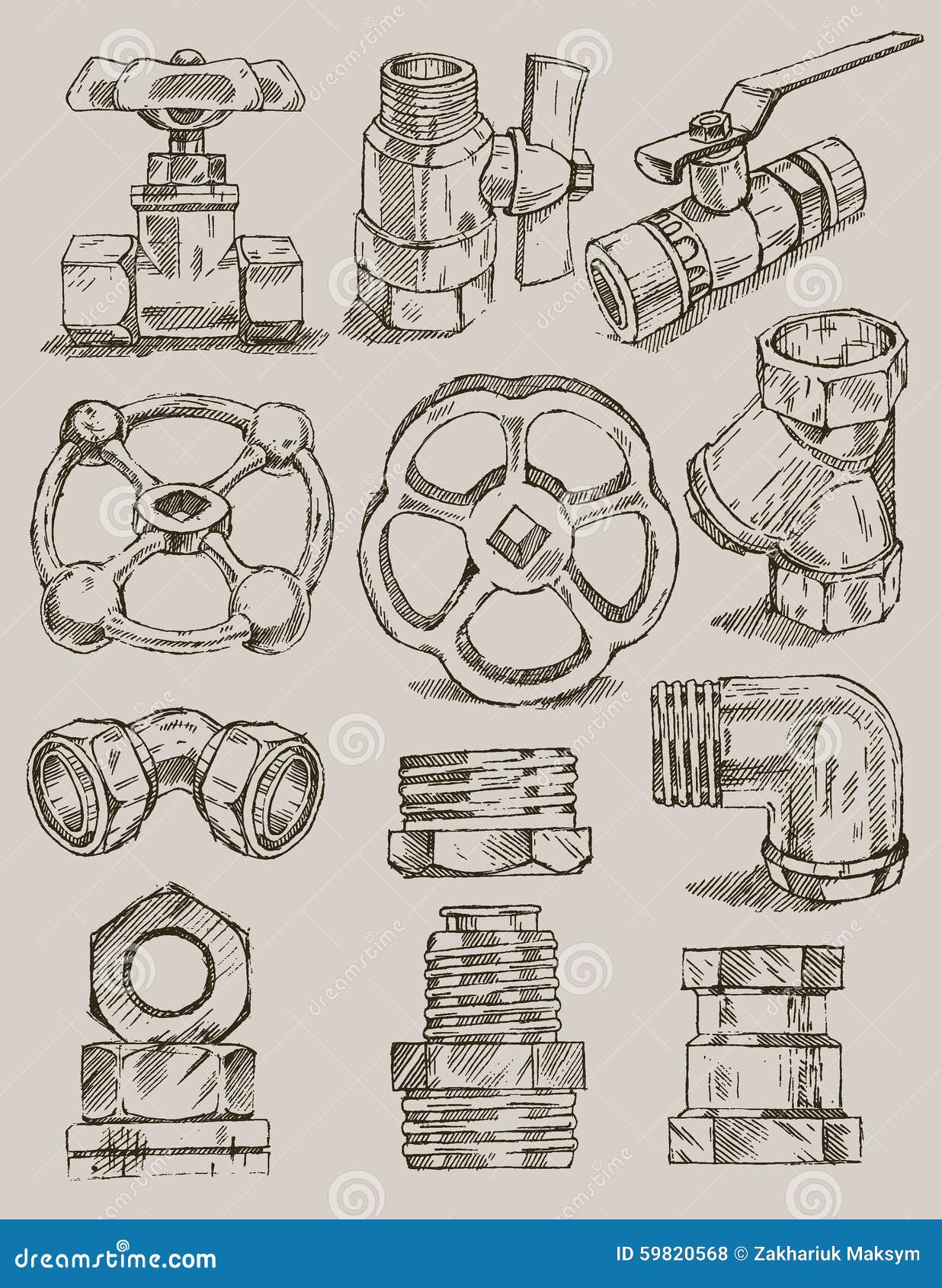 Plumbing elements stock vector. Illustration of steel - 59820568