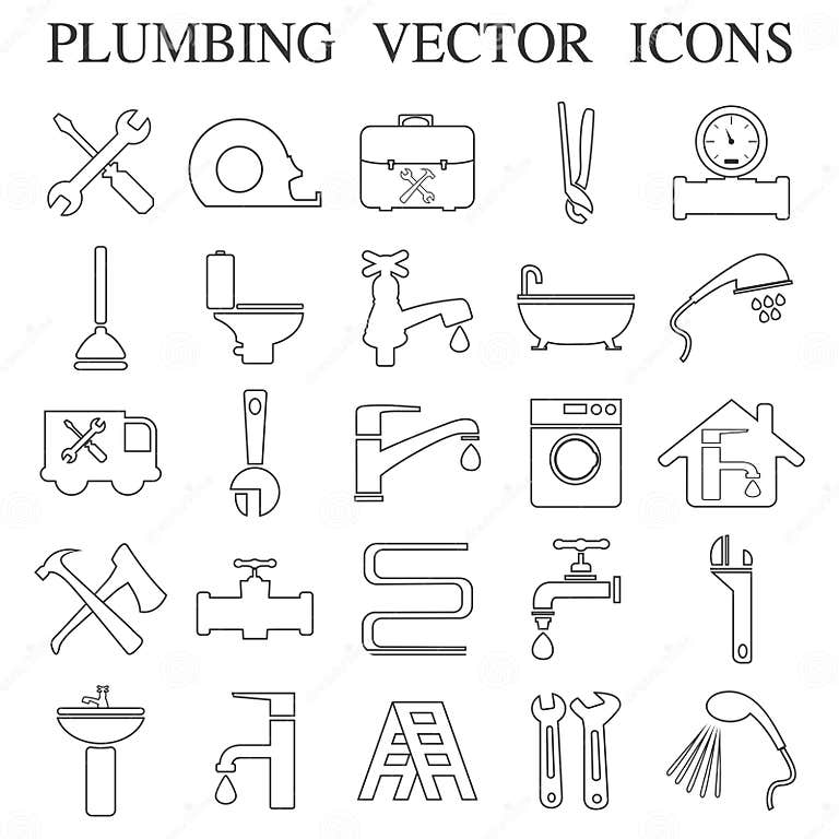 Plumbing Emblems, Labels and Design Elements Stock Vector ...