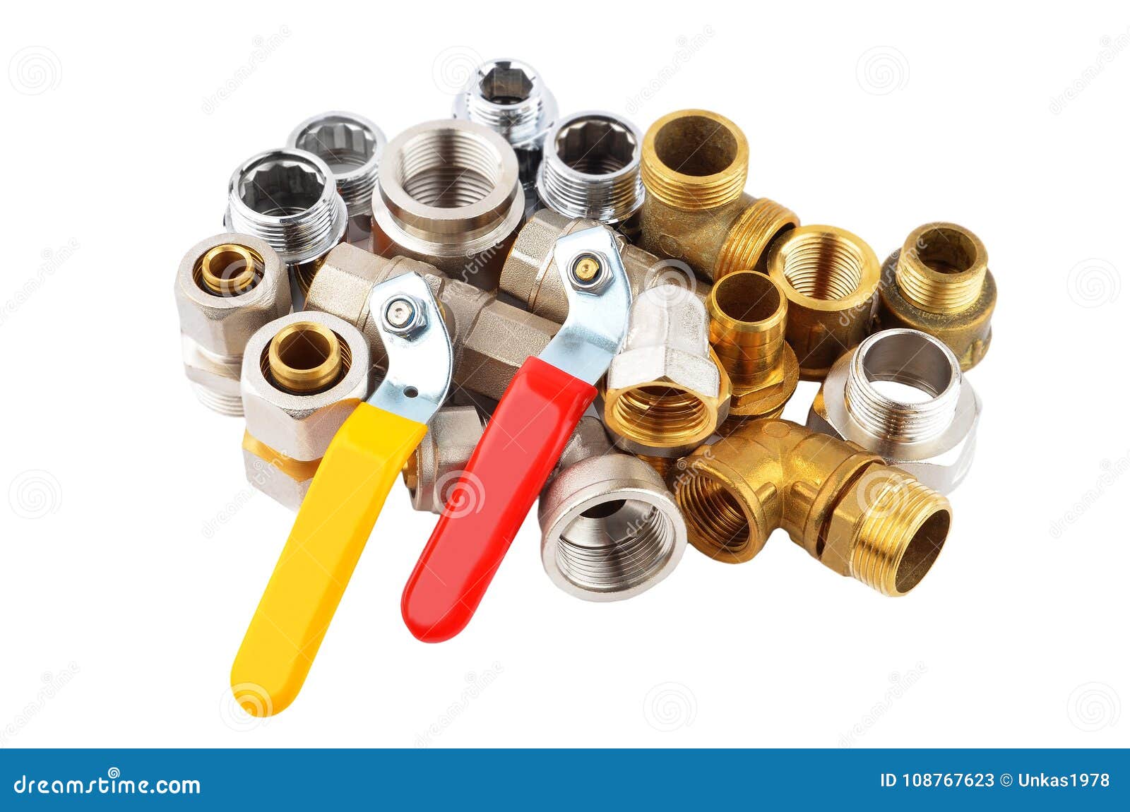 Plumbing fitting and tap stock image. Image of plumb - 108767623