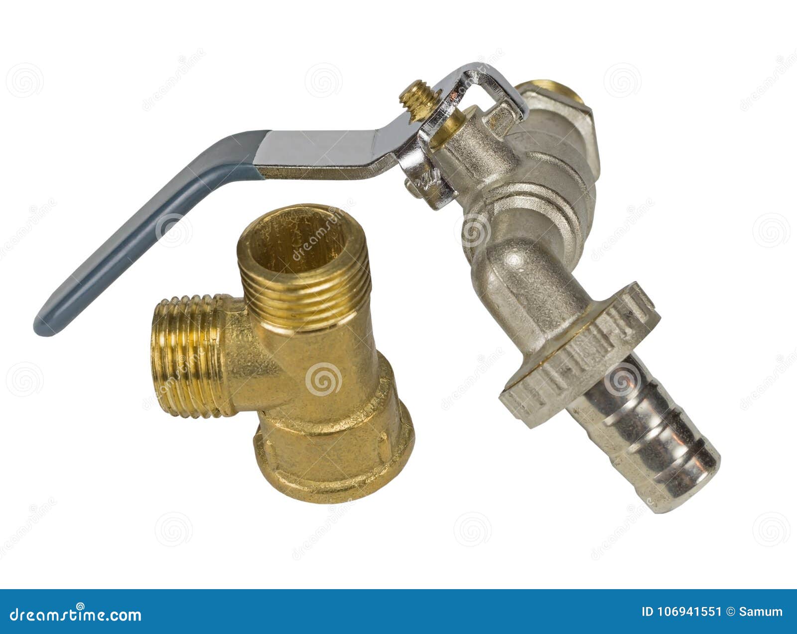 Plumbing Fitting and Tap, Isolated on White Stock Image - Image of ...