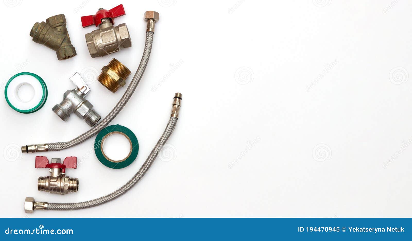 Plumbing Flat Lay Background with Copy Space. Work Tools and Pipeline ...