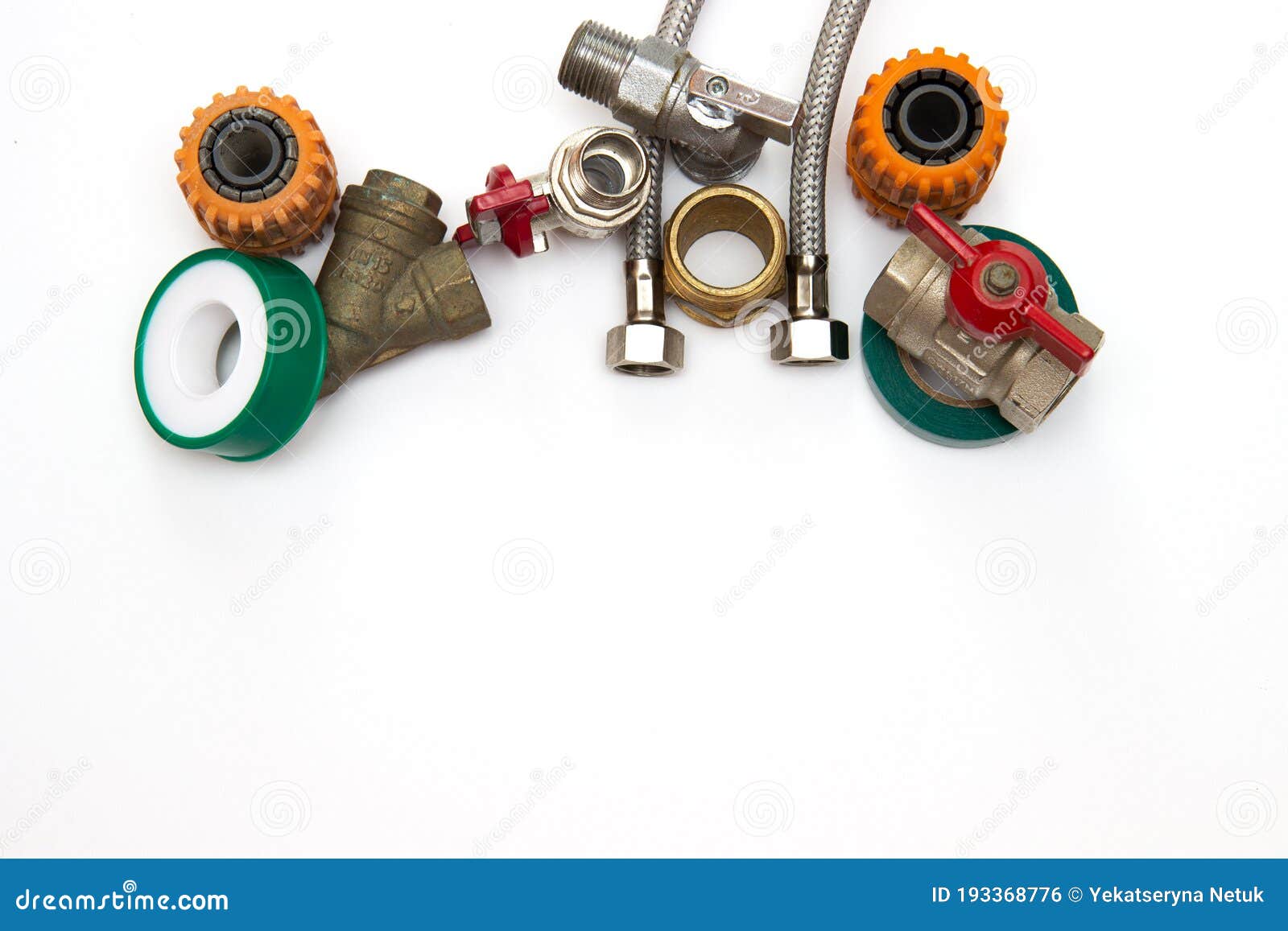 Plumbing Flat Lay Background with Copy Space. Work Tools and Pipeline ...