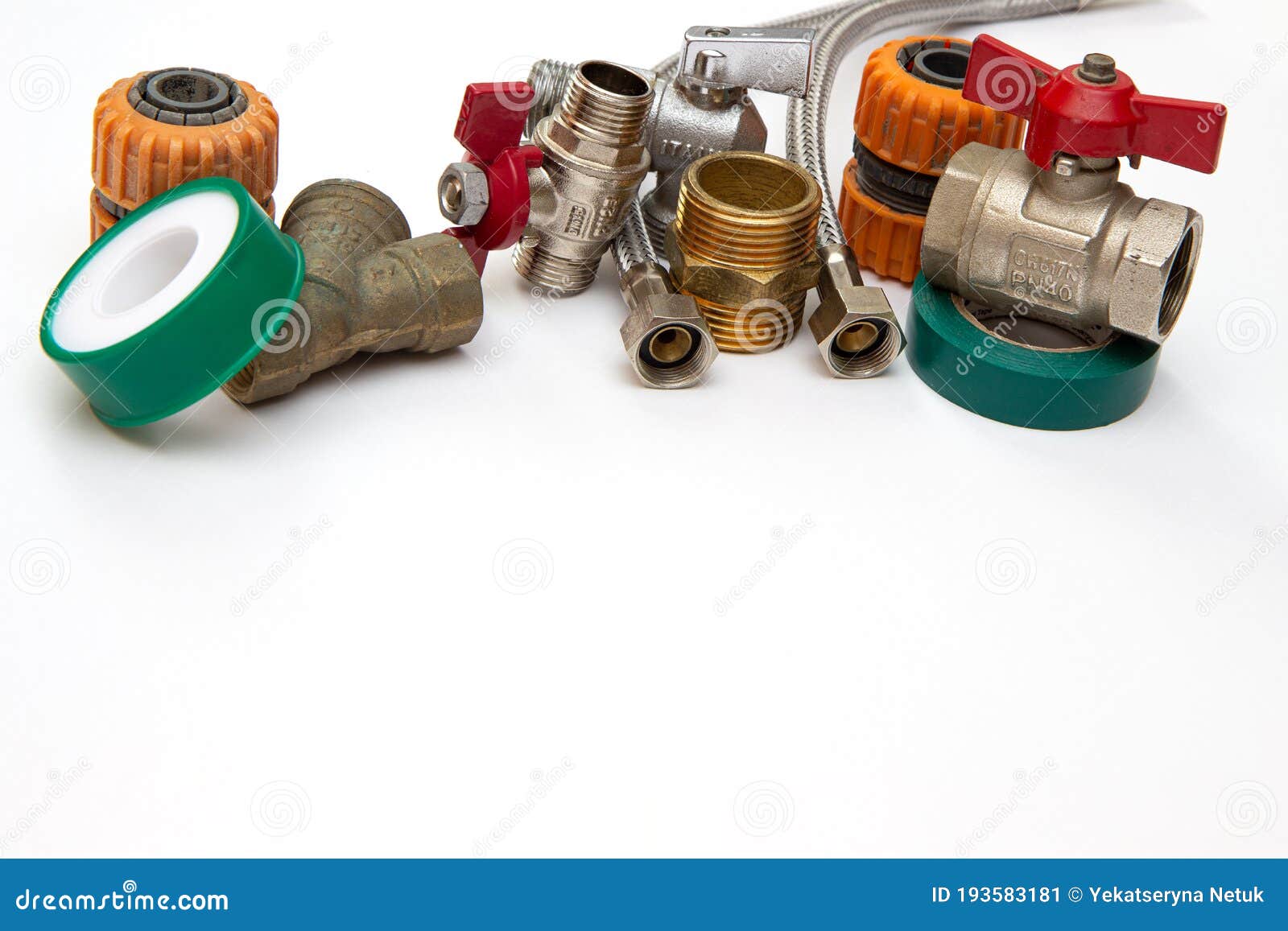 Plumbing Flat Lay Background with Copy Space. Work Tools and Pipeline ...