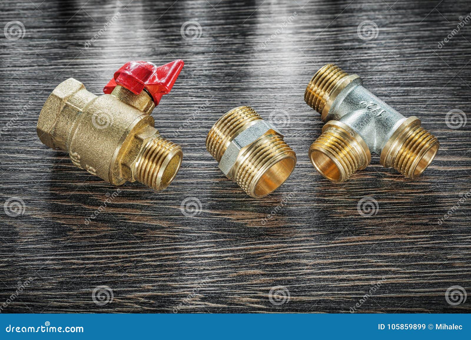 Plumbing Hardware on Vintage Wooden Board Stock Image - Image of ...