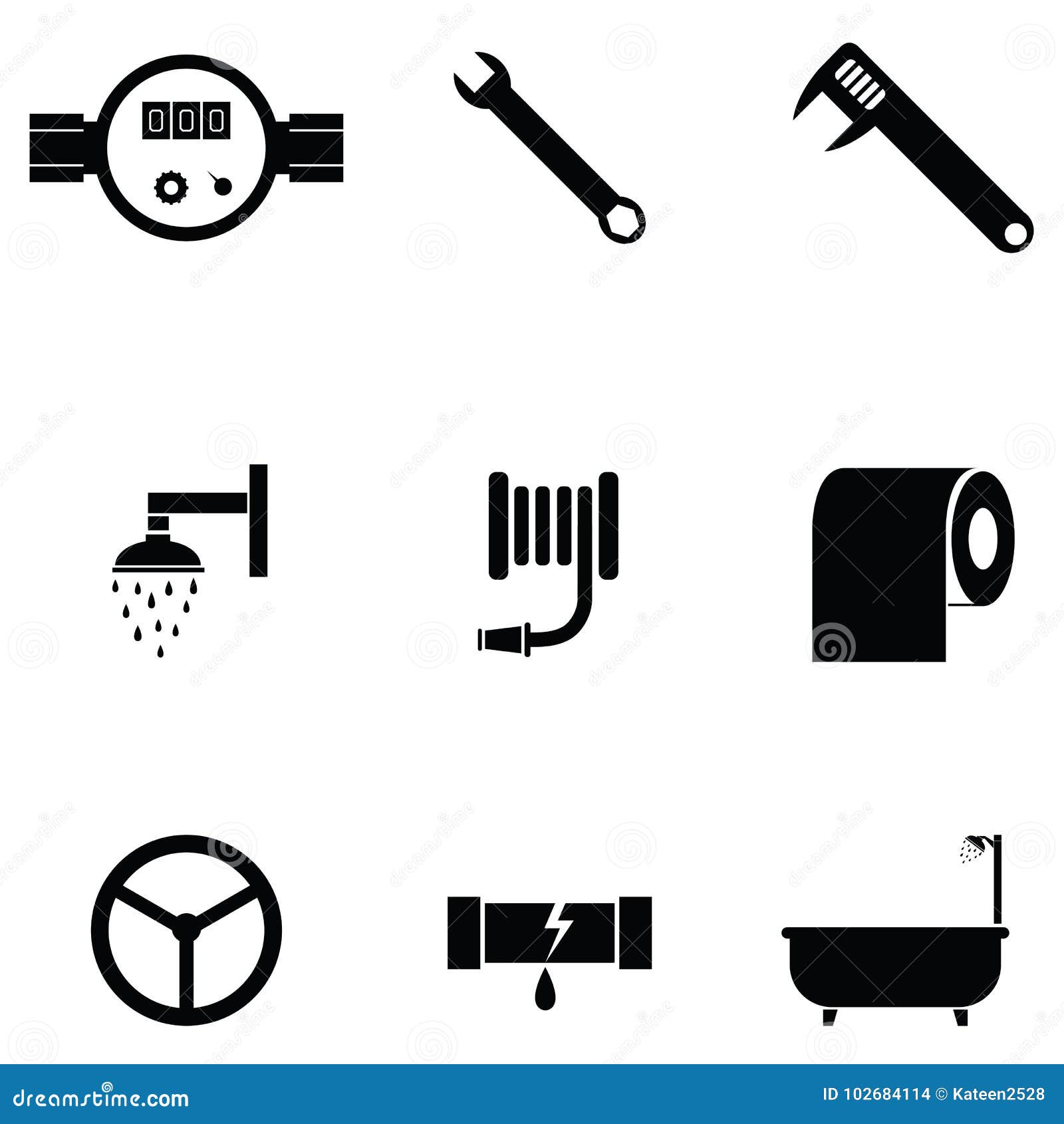 Plumbing icon set stock illustration. Illustration of white - 102684114