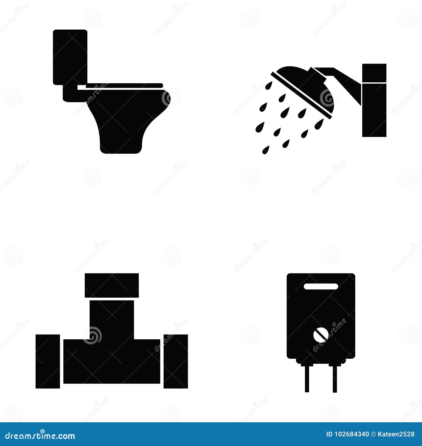 Plumbing icon set stock illustration. Illustration of plumber - 102684340