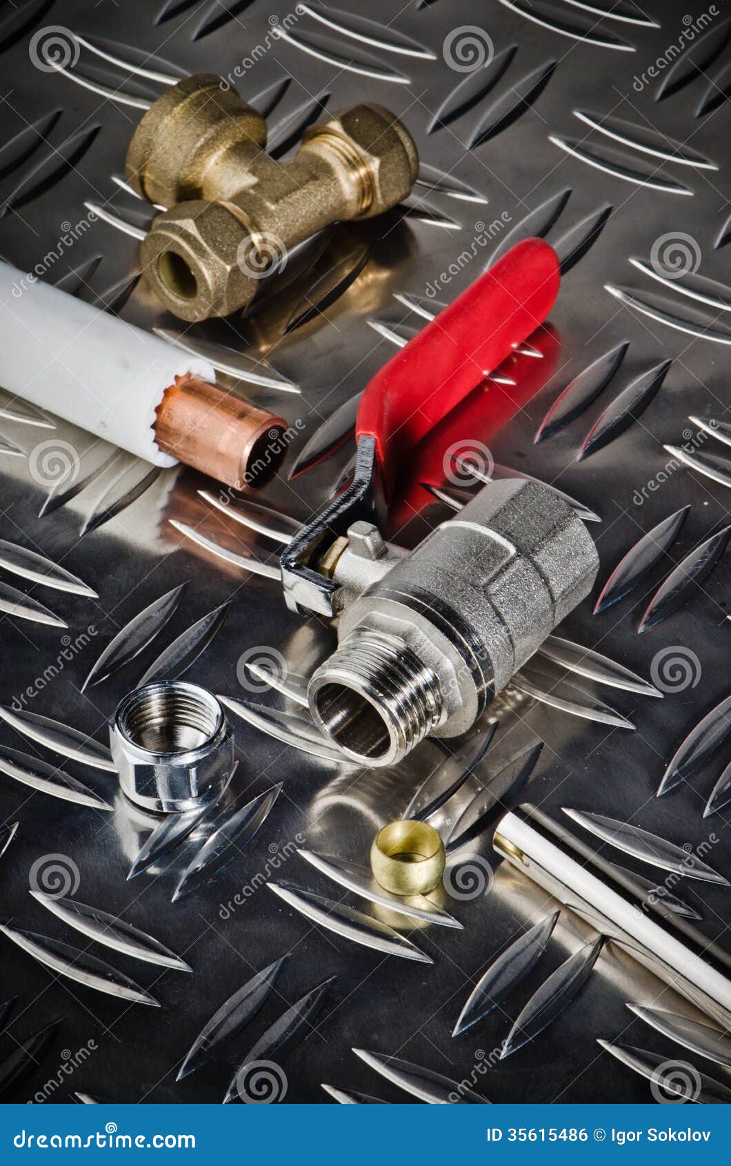 Plumbing inlet pipe valve stock photo. Image of gauge - 35615486