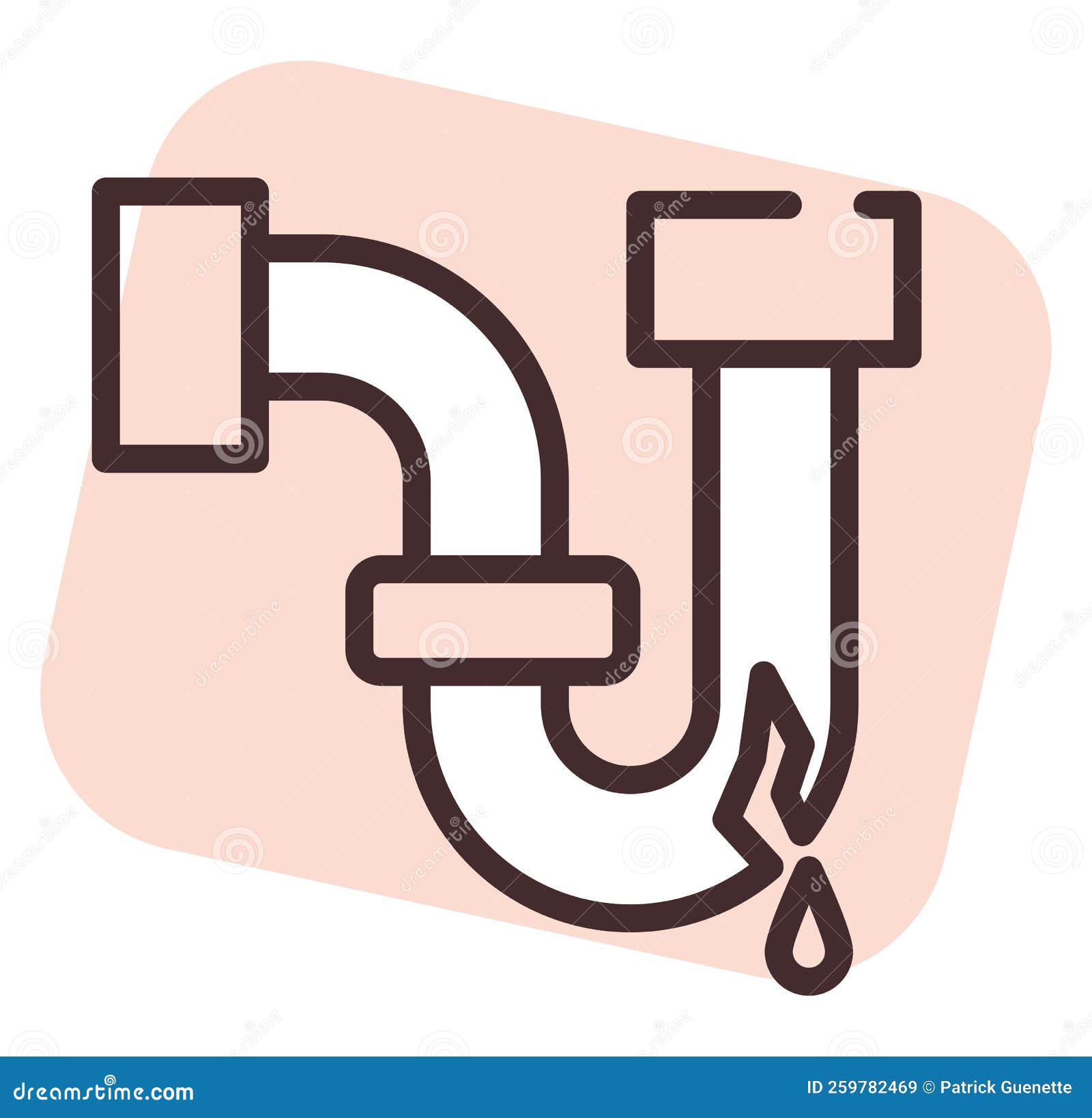 Leaking Pipe Flat Logo, Line Icon. Pipeline With Water Drops Vector Illustration. Sign Of ...