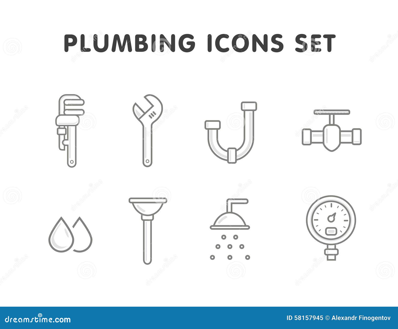 Plumbing line icons set stock vector. Illustration of fire - 58157945