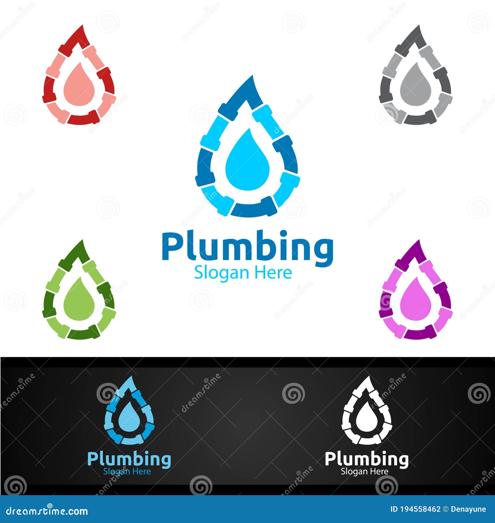 Plumbing Logo with Water and Fix Home Concept Stock Vector ...