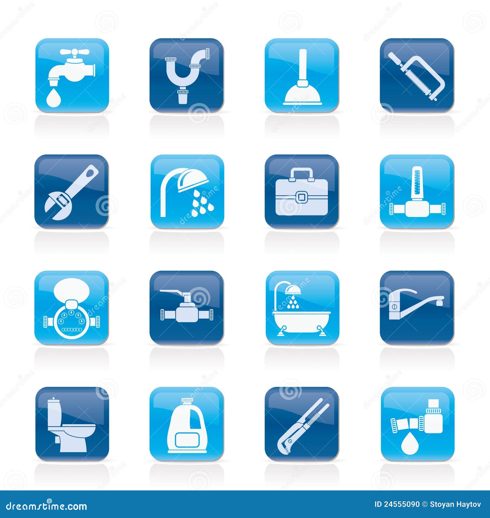 Plumbing Objects and Tools Icons Stock Vector - Illustration of faucet ...