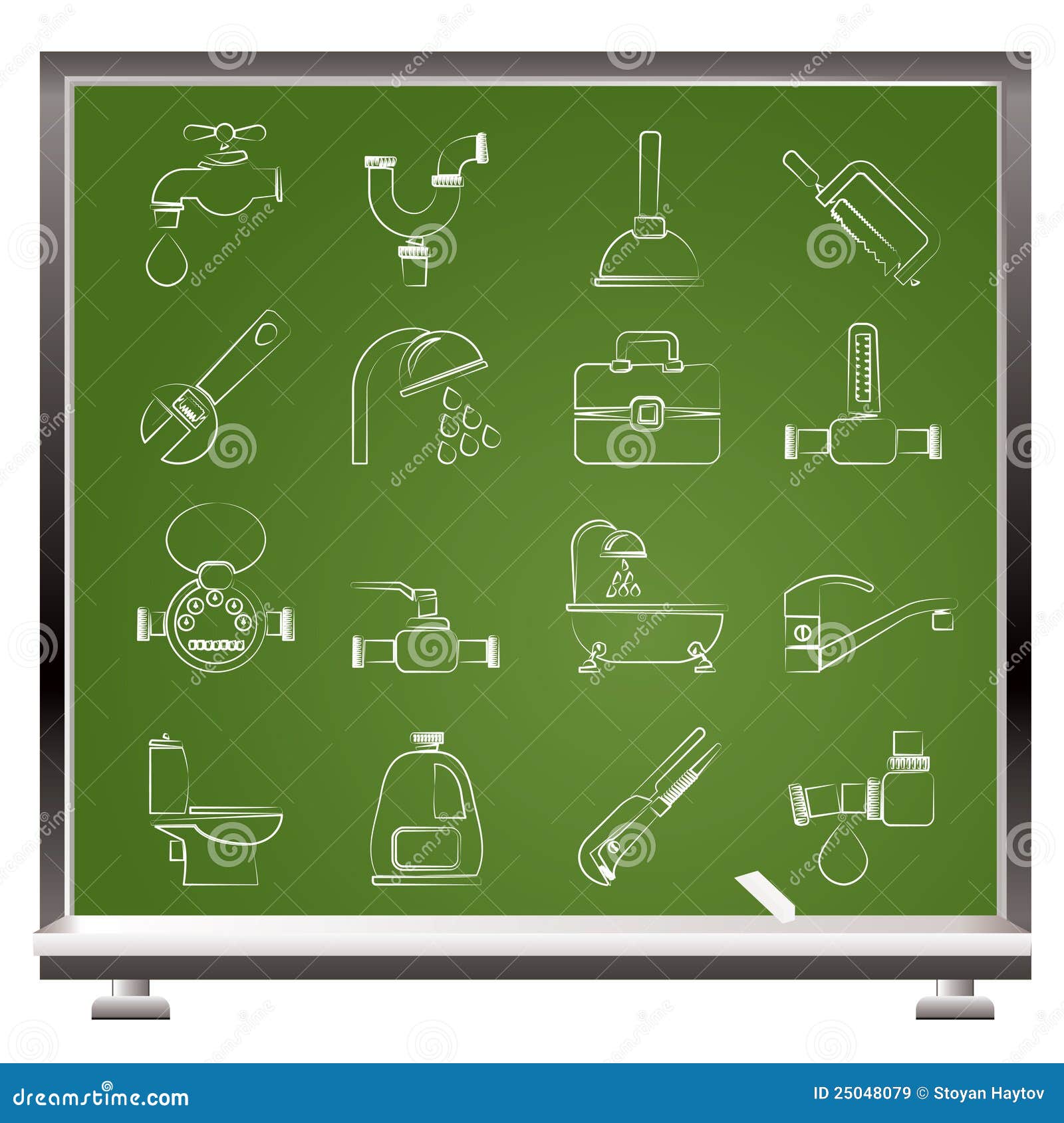 Plumbing Objects and Tools Icons Stock Vector - Illustration of damage ...