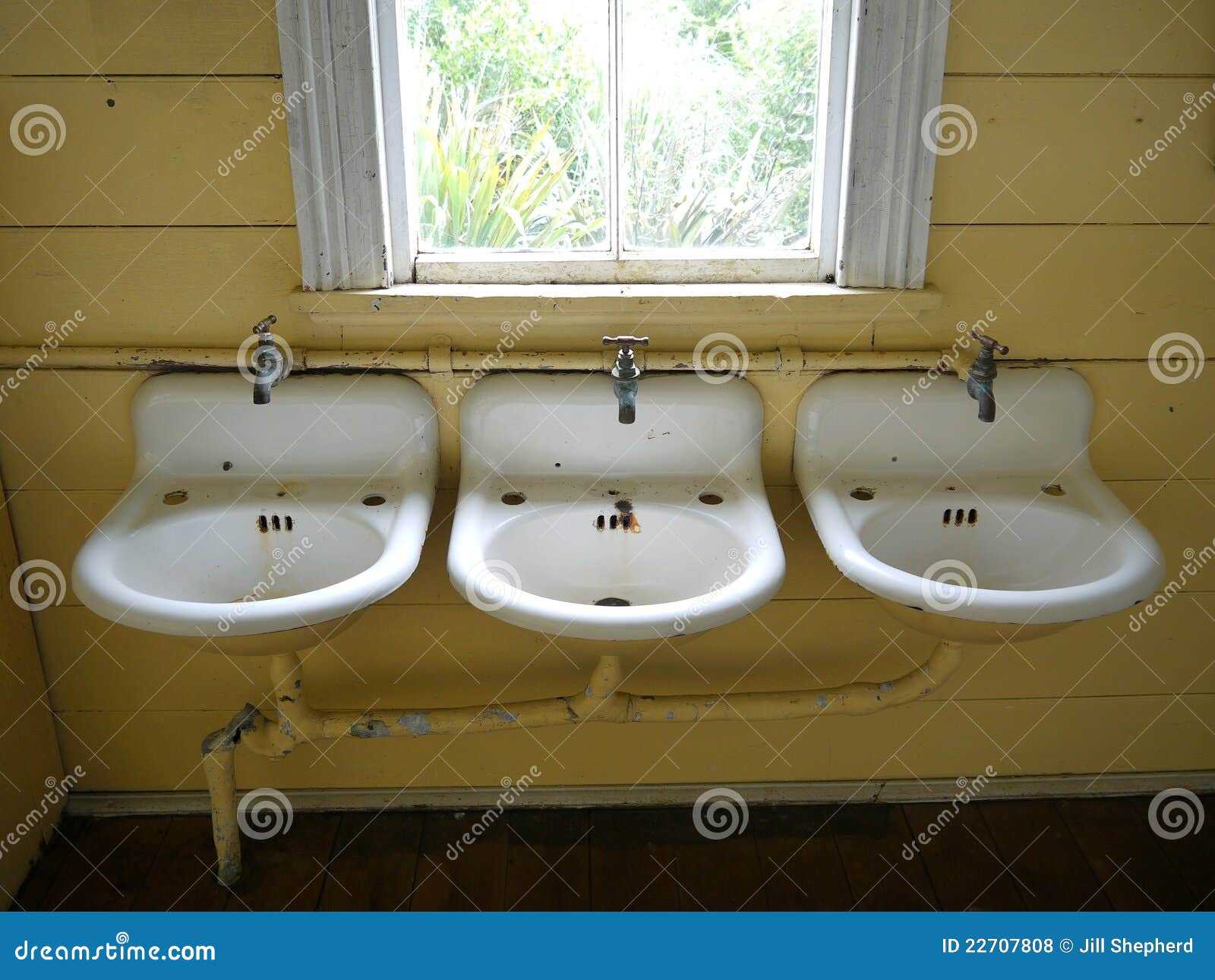 Plumbing: old wash basins stock photo. Image of wooden - 22707808