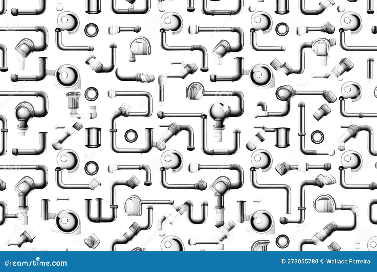 Plumbing Pattern. Black and White. Generative AI. Stock Illustration ...