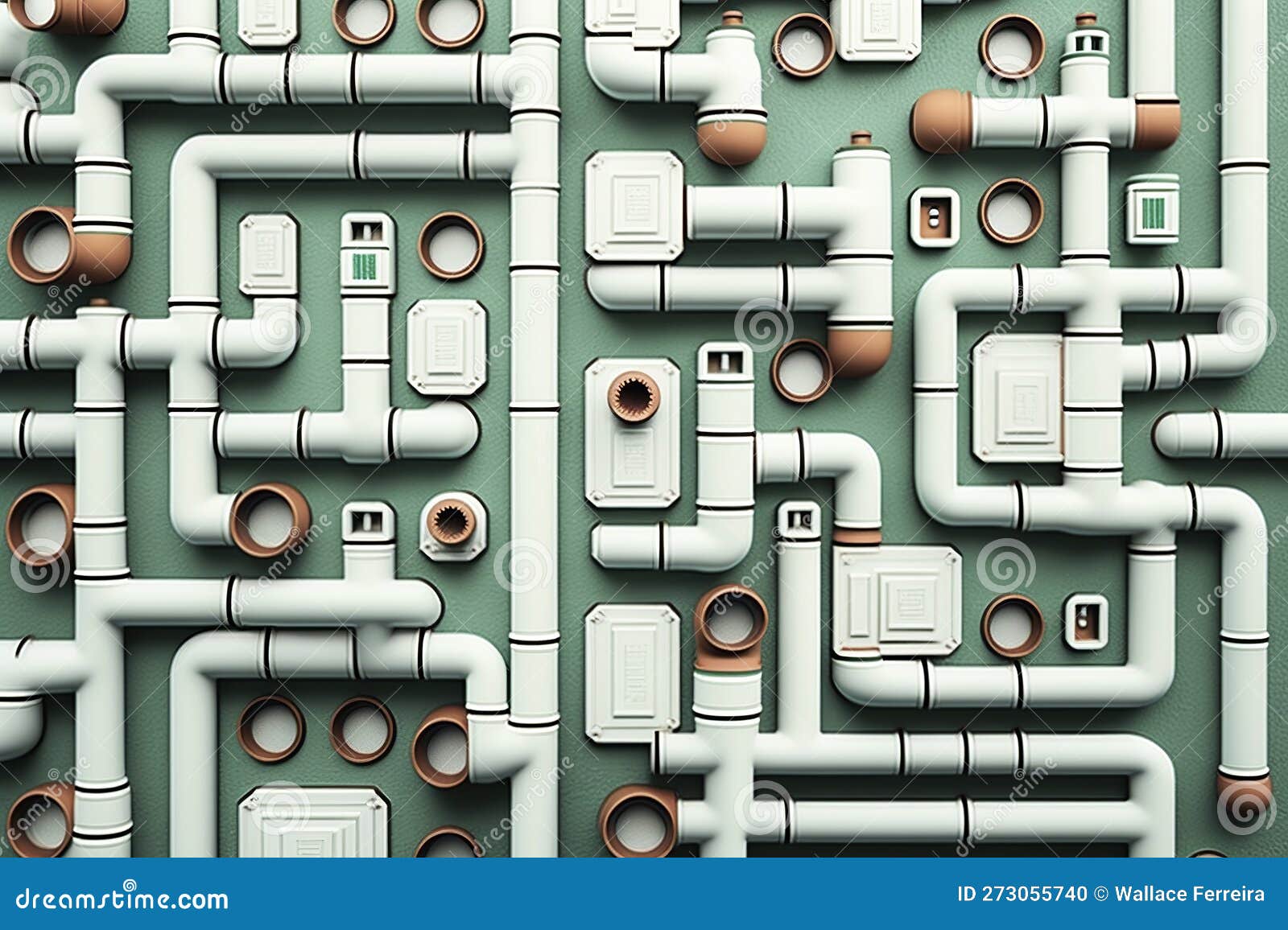 Plumbing Pattern in Clear Green Background. Generative AI. Stock ...