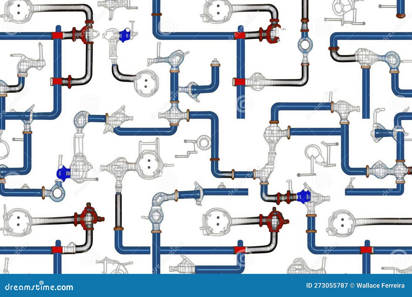Plumbing Pattern on White Background. Generative AI. Stock Illustration ...