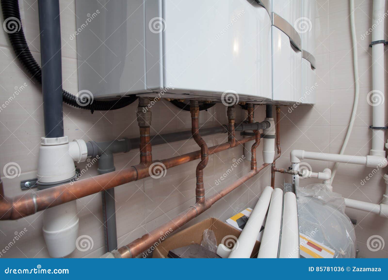 Plumbing Pipes of Heating System are Installed in Apartment Stock Photo ...
