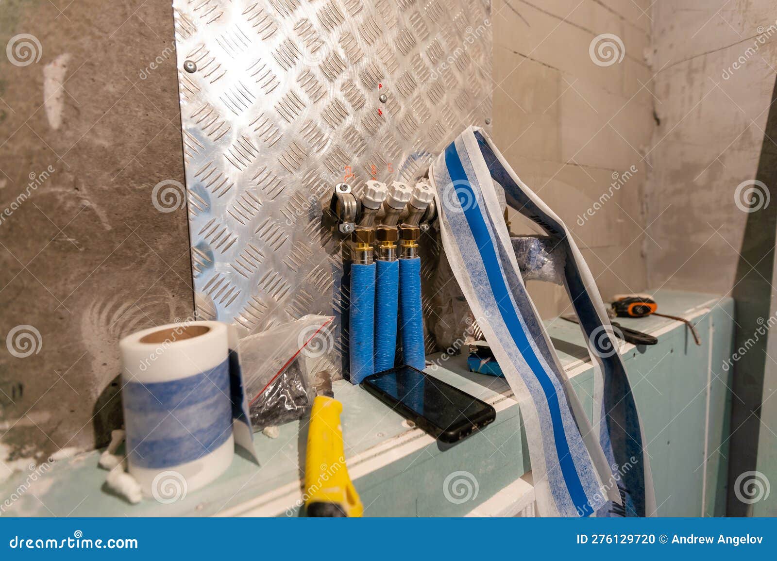 Plumbing Problems. a Wall of a Bathroom is Opened To Find a Leak from a ...