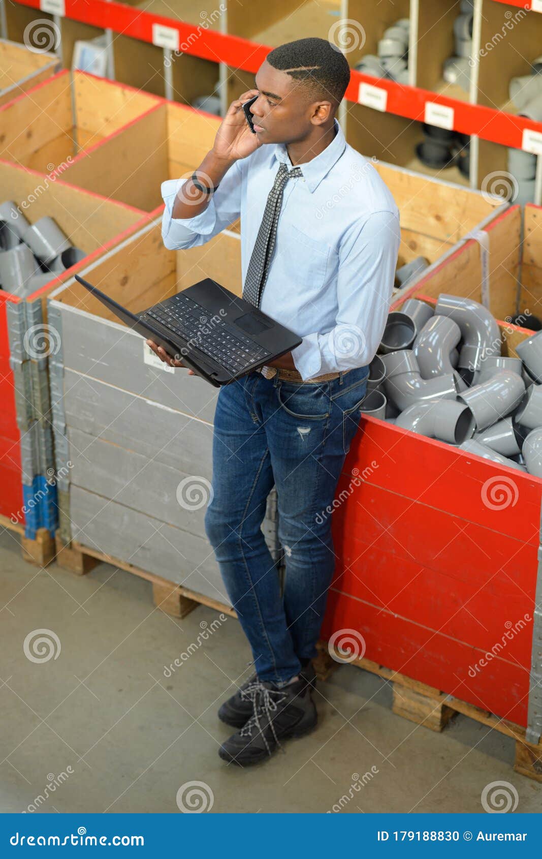 Plumbing Product Manager Talking on Phone Stock Photo - Image of ...