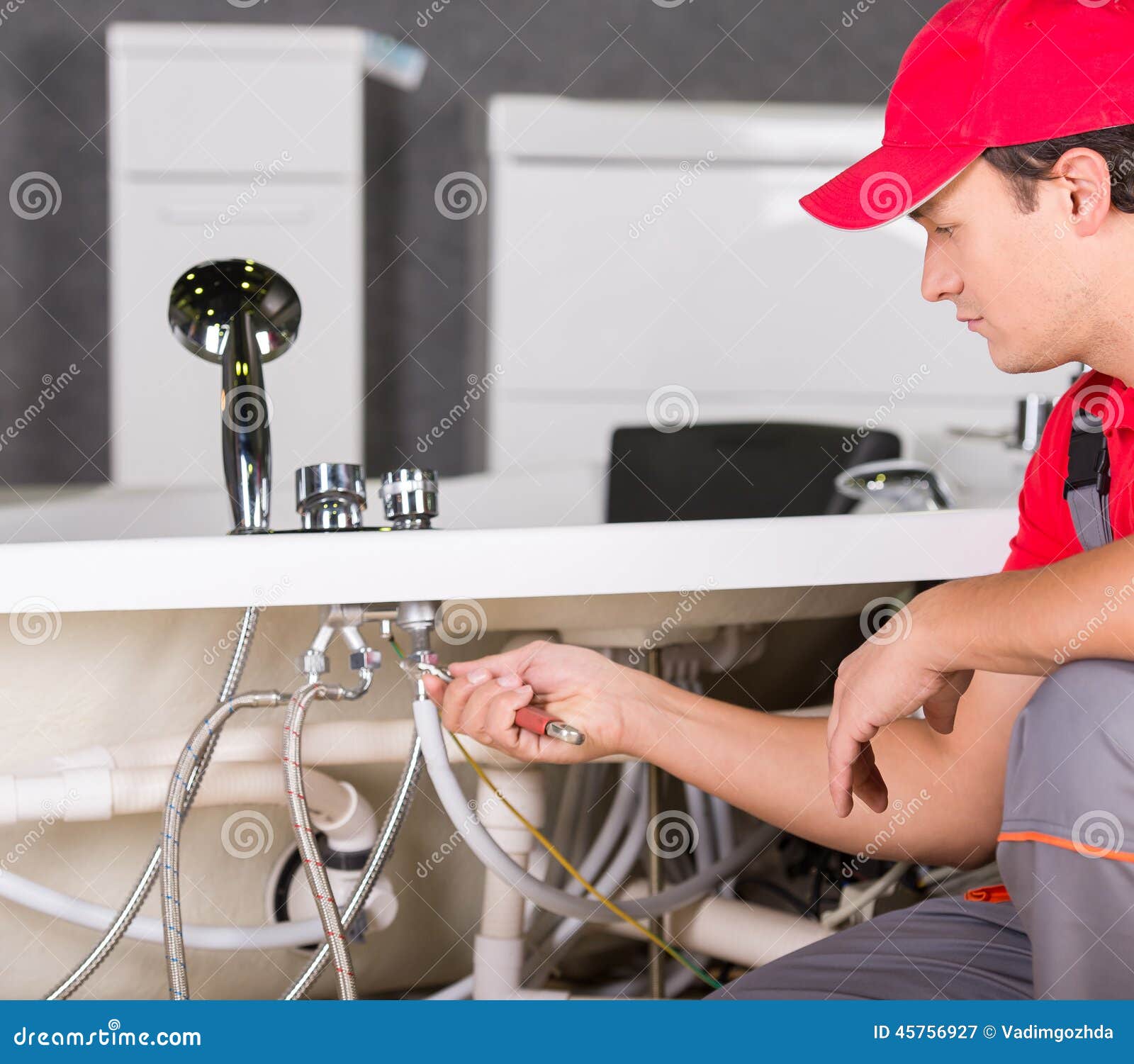 Plumbing stock image. Image of plumber, pipes, pipe, laborer - 45756927