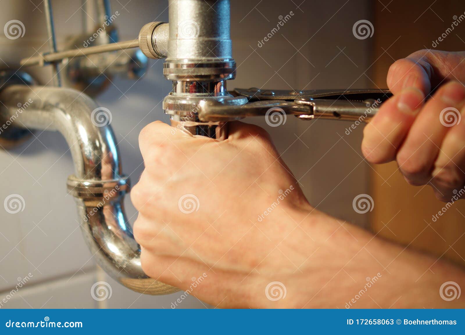 Plumbing repair service. stock image. Image of installer - 172658063