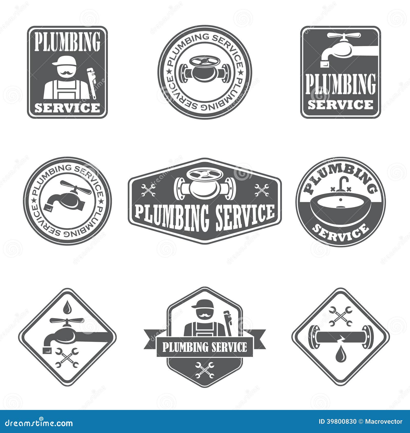 Plumbing service badges stock vector. Illustration of home - 39800830