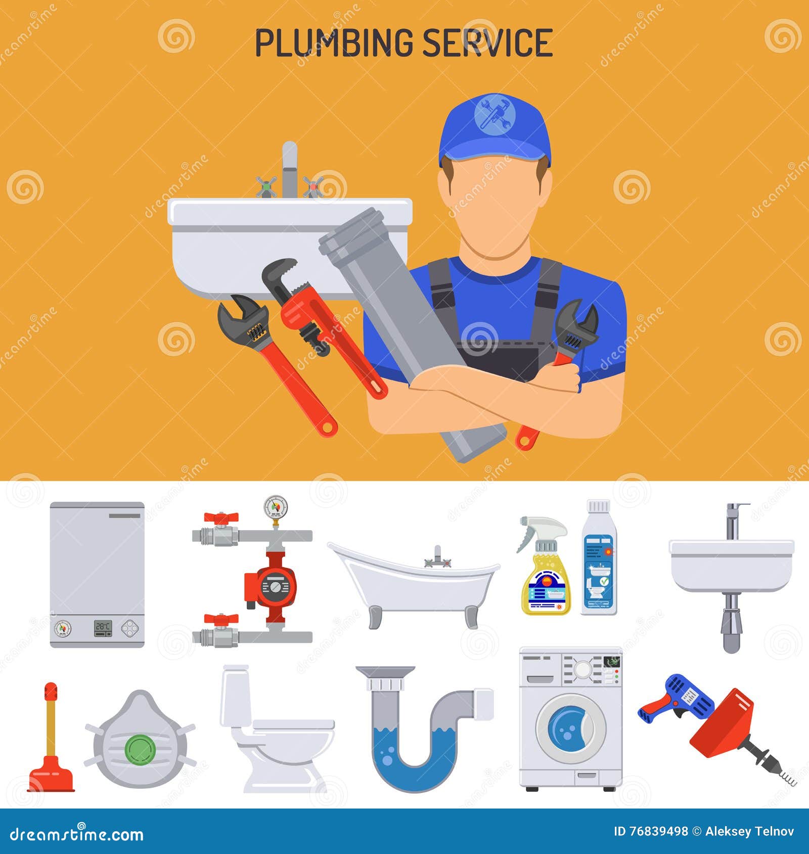 Plumbing Service Concept stock vector. Illustration of device - 76839498