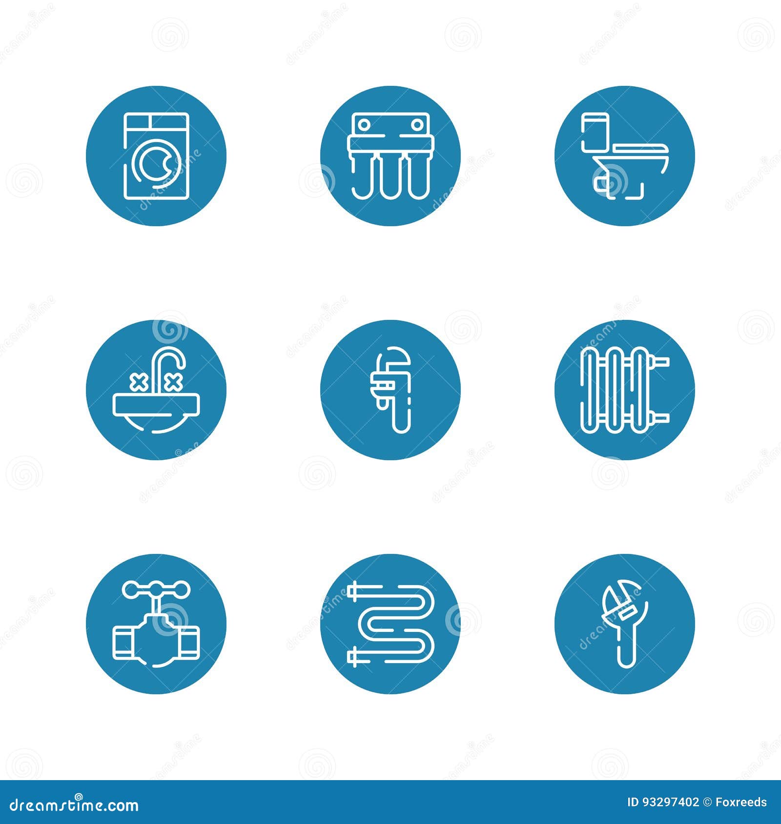 Plumbing service icon set stock vector. Illustration of line - 93297402