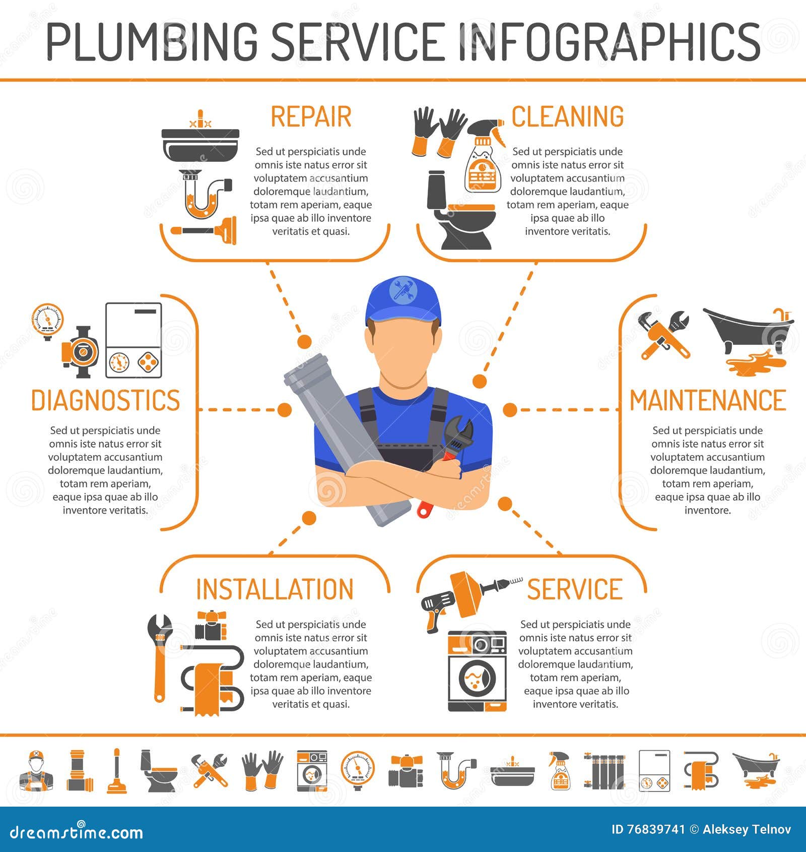 Plumbing Service Infographics Stock Vector - Illustration of pipe ...