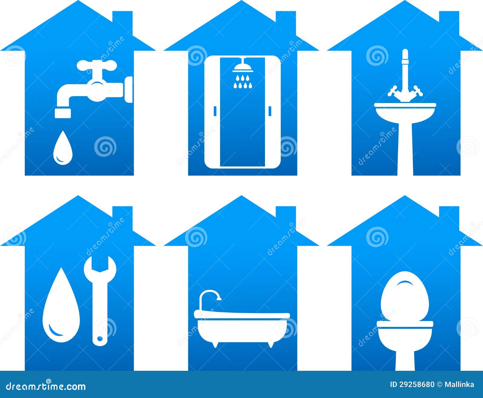 Plumbing Set of Bathroom Icons Stock Vector - Illustration of hygiene ...