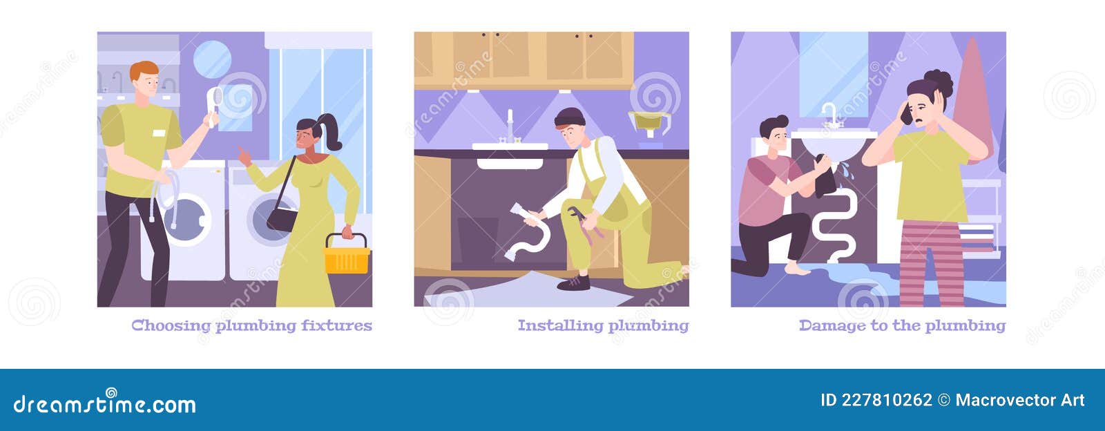 Plumbing Square Compositions Set Stock Vector - Illustration of icons ...
