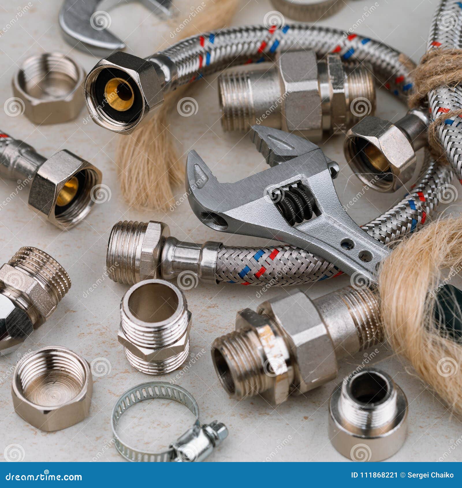 Plumbing Tools for Connecting Water Taps Stock Image - Image of ...