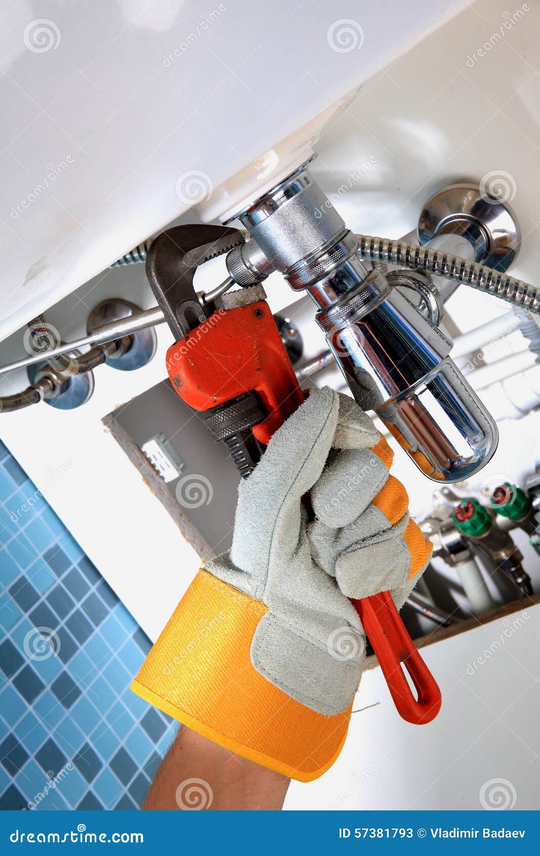 Plumbing Work and Sanitary Engineering Stock Image - Image of plumber ...