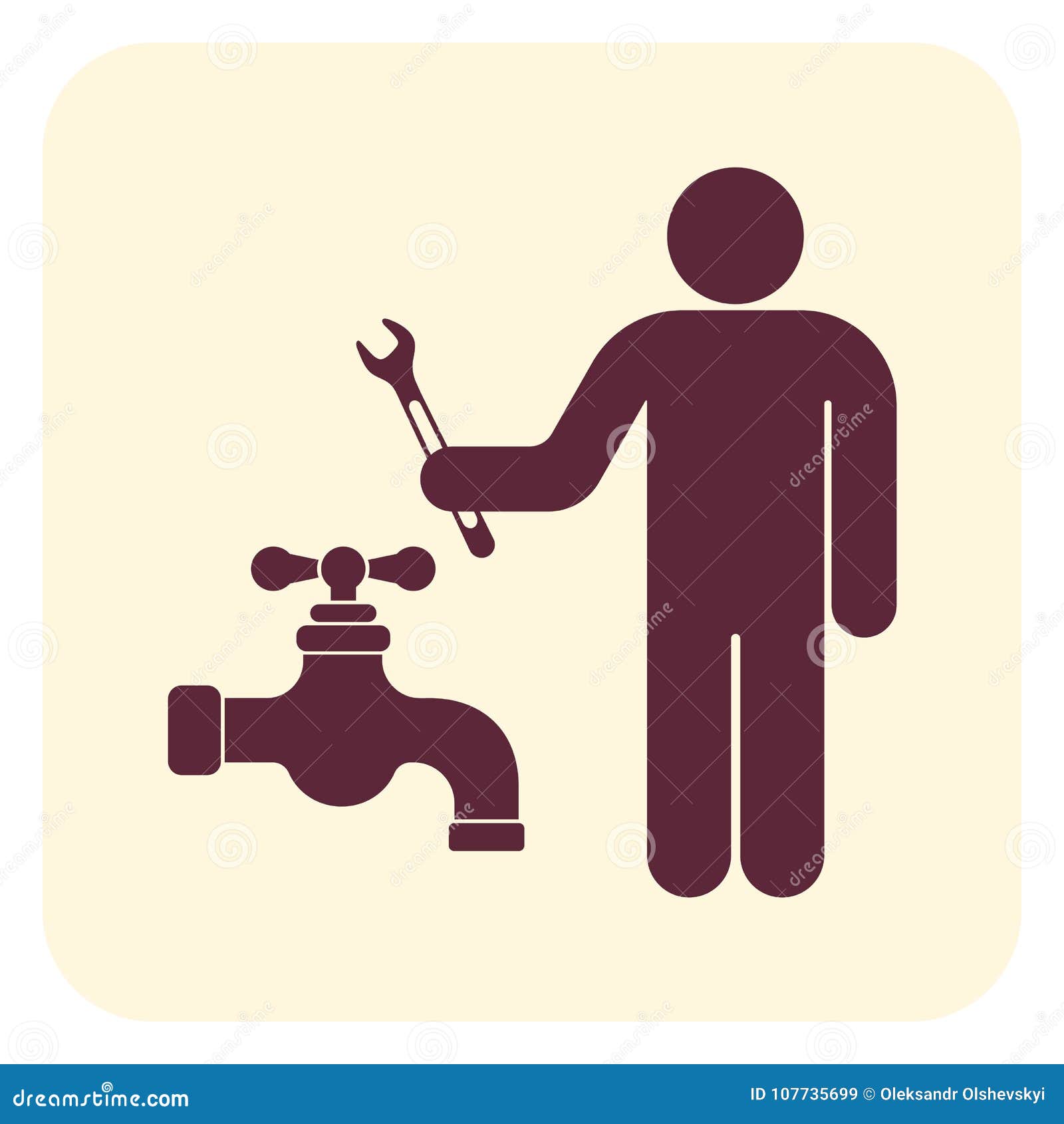Plumbing work symbol icon stock vector. Illustration of plumber - 107735699