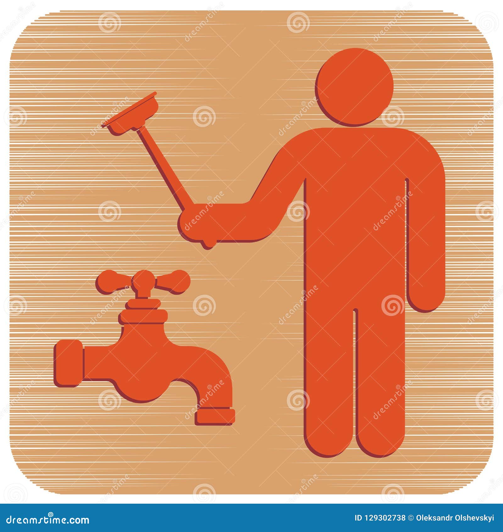 Plumbing work symbol icon stock vector. Illustration of plumber - 129302738