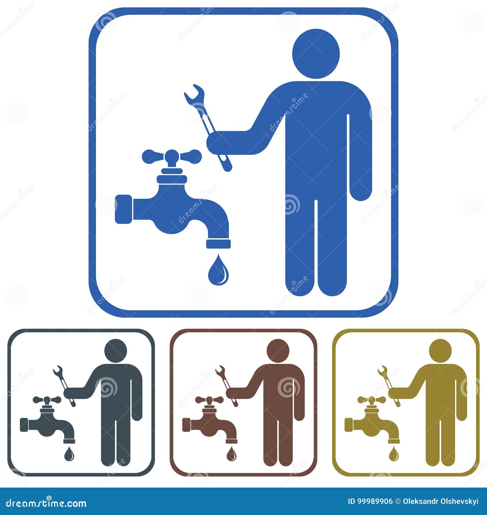 Plumbing work symbol icon stock vector. Illustration of spanner - 99989906
