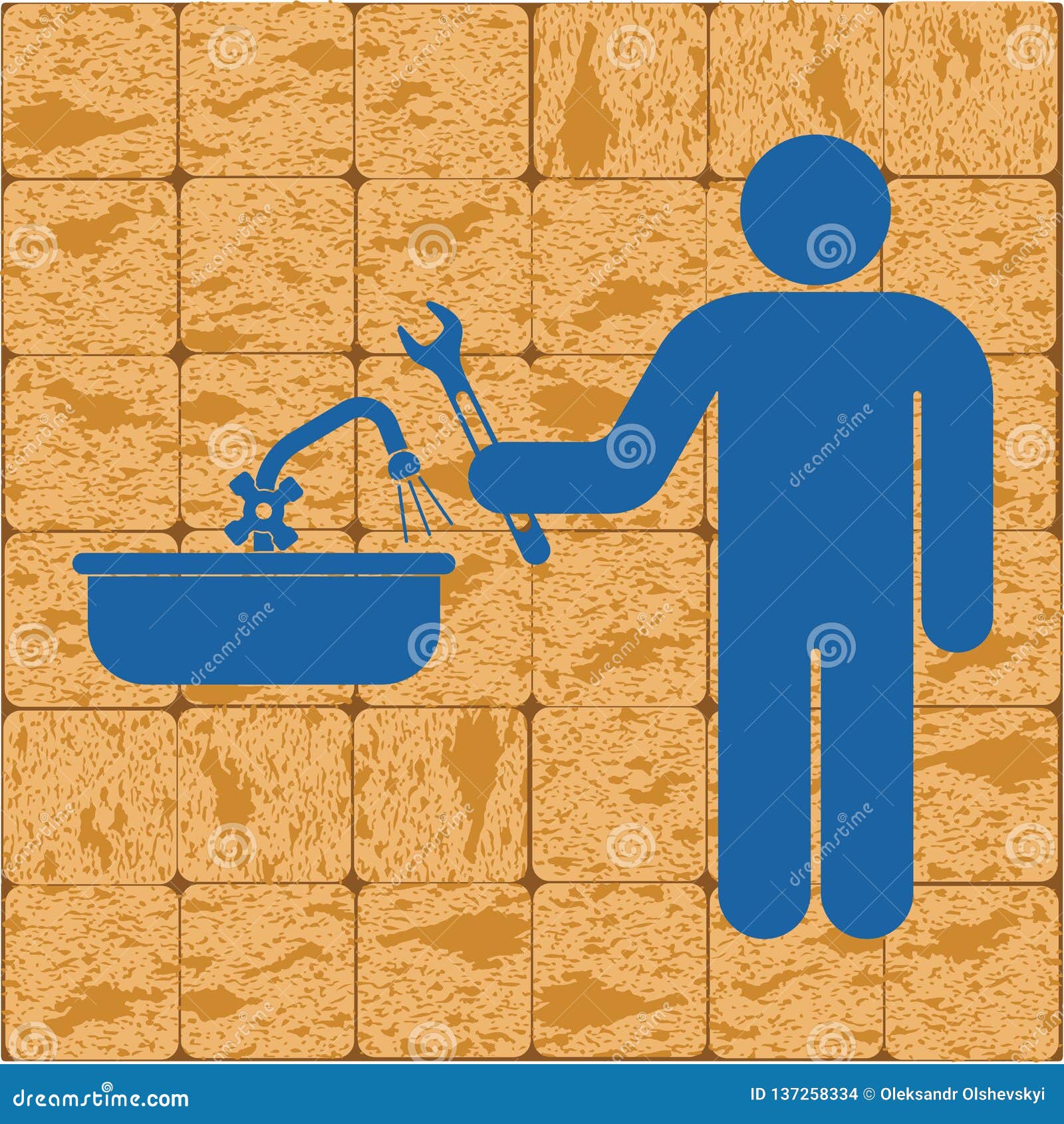 Plumbing work symbol icon stock vector. Illustration of service - 137258334