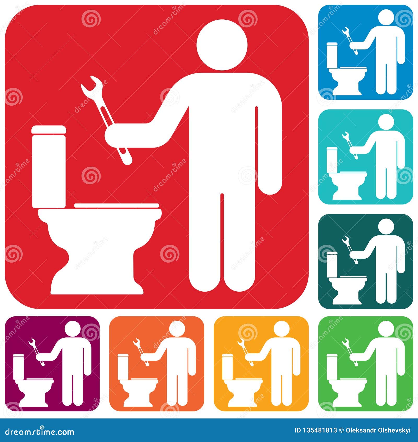 Plumbing work symbol icon stock vector. Illustration of plumber - 135481813