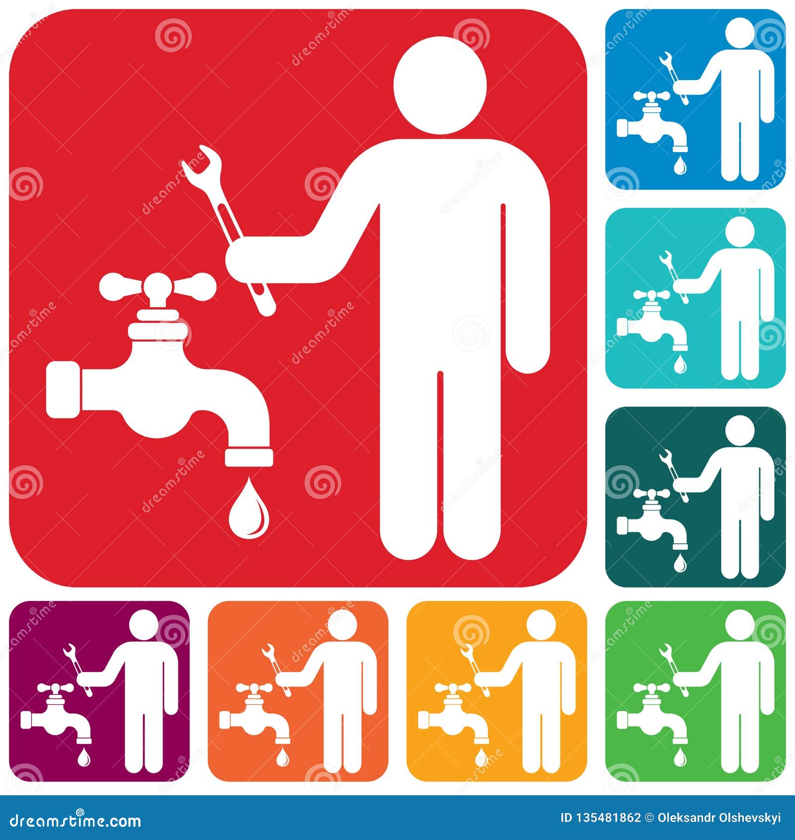 Plumbing work symbol icon stock vector. Illustration of globe - 135481862