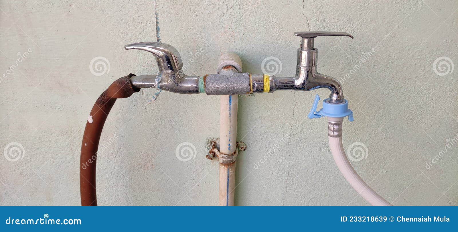 Plumbing Work Water Pipe Multiple Tape Stock Image - Image of tape ...