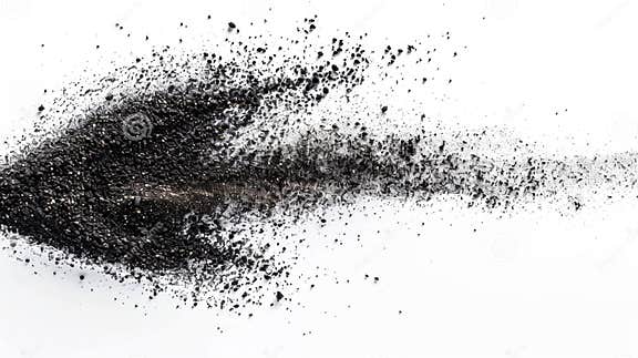 Plume of Black Powder Explodes Against a White Background, the Fine ...