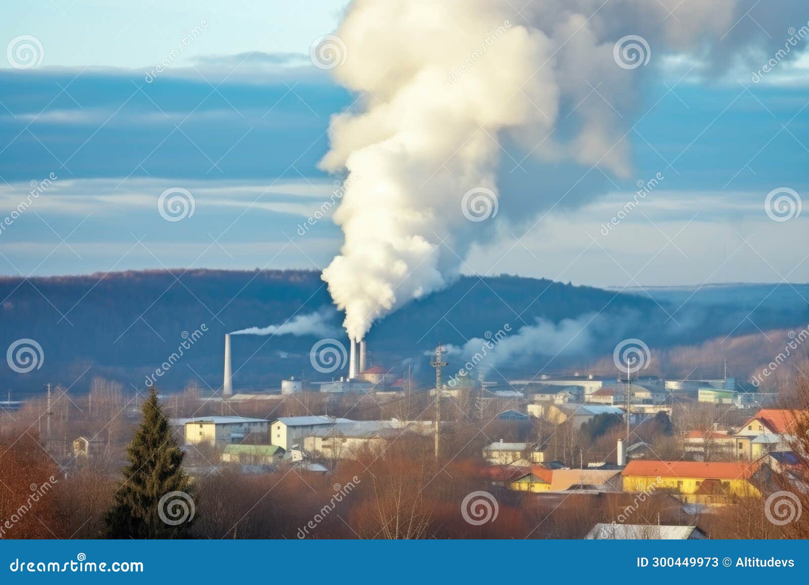 Plume of Dense Smoke Emanating from Factory Chimneys Stock Image ...